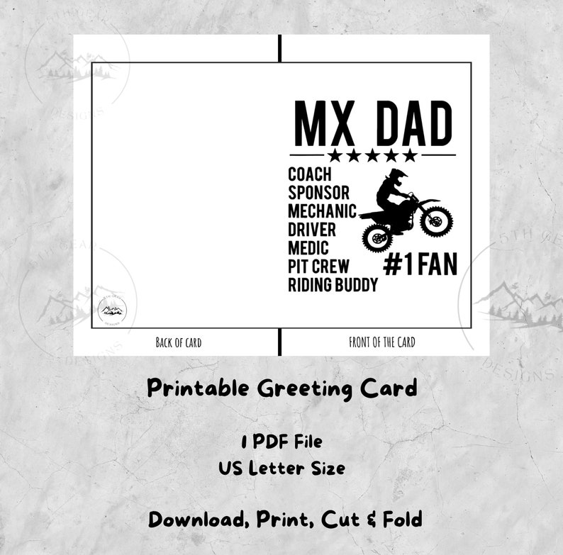 Motocross Dad Father's Day Printable Racing Card 7 X 5 - Etsy