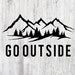 Go Outside Decal, Bumper Sticker, Mountains and Trees, Vehicle, Laptop ...