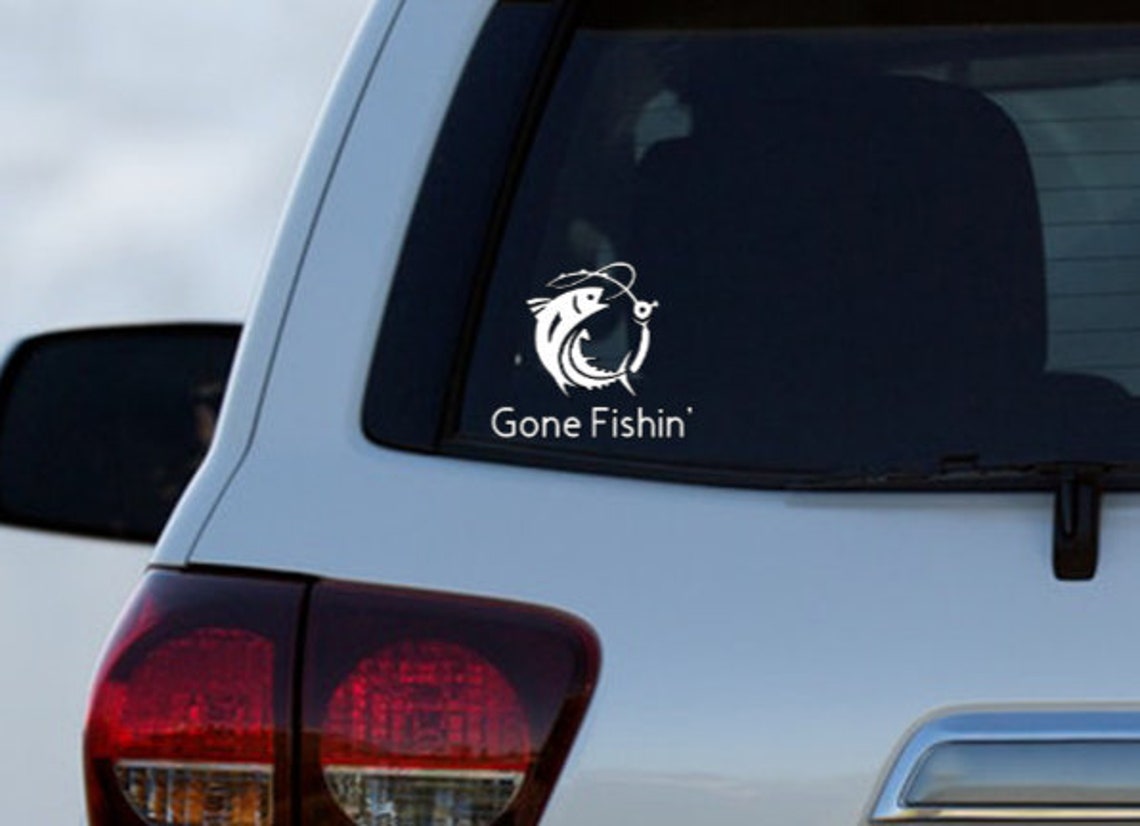 Gone Fishin' Car Decal, Bumper Sticker, Indoor, Outdoor, Fish, for Your ...