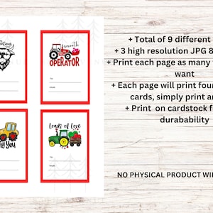 Farming Printable Valentine's Day Cards for Kids, PDF Digital Download ...