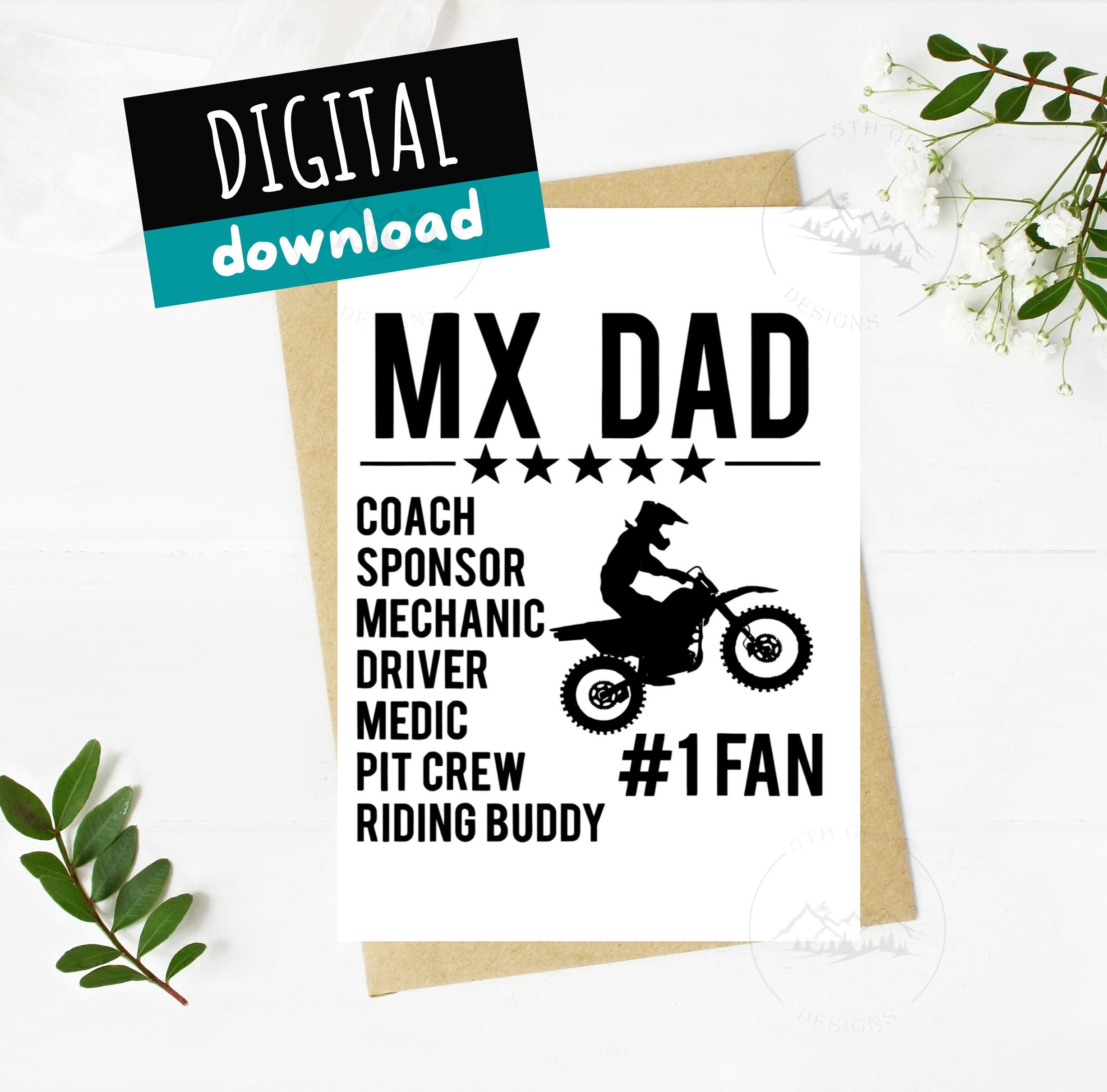 Motocross Dad Father's Day Printable Racing Card 7 X 5 - Etsy