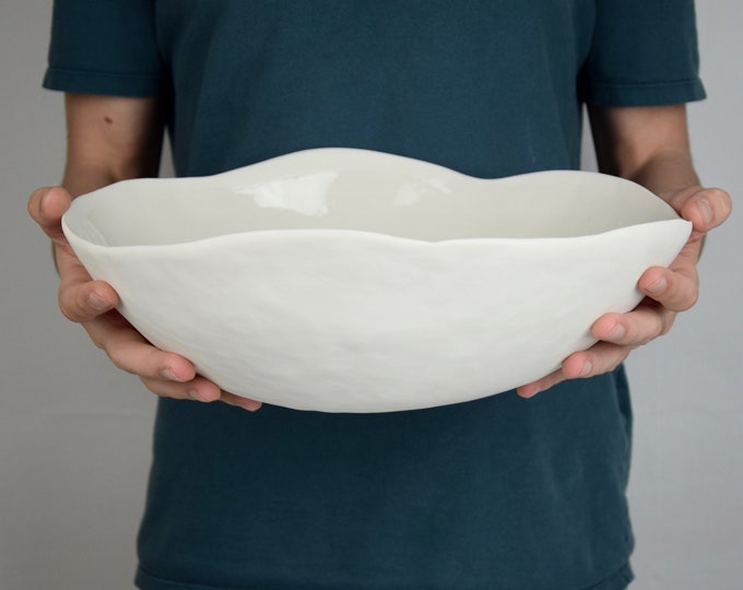 White Porcelain Maxi Serving Bowl, Fruit Bowl Handmade in Italy, Studio ...