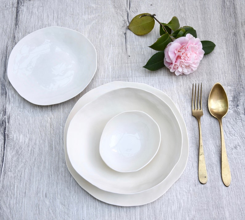 White porcelain dinner set for 8 32 pieces white porcelain | Etsy