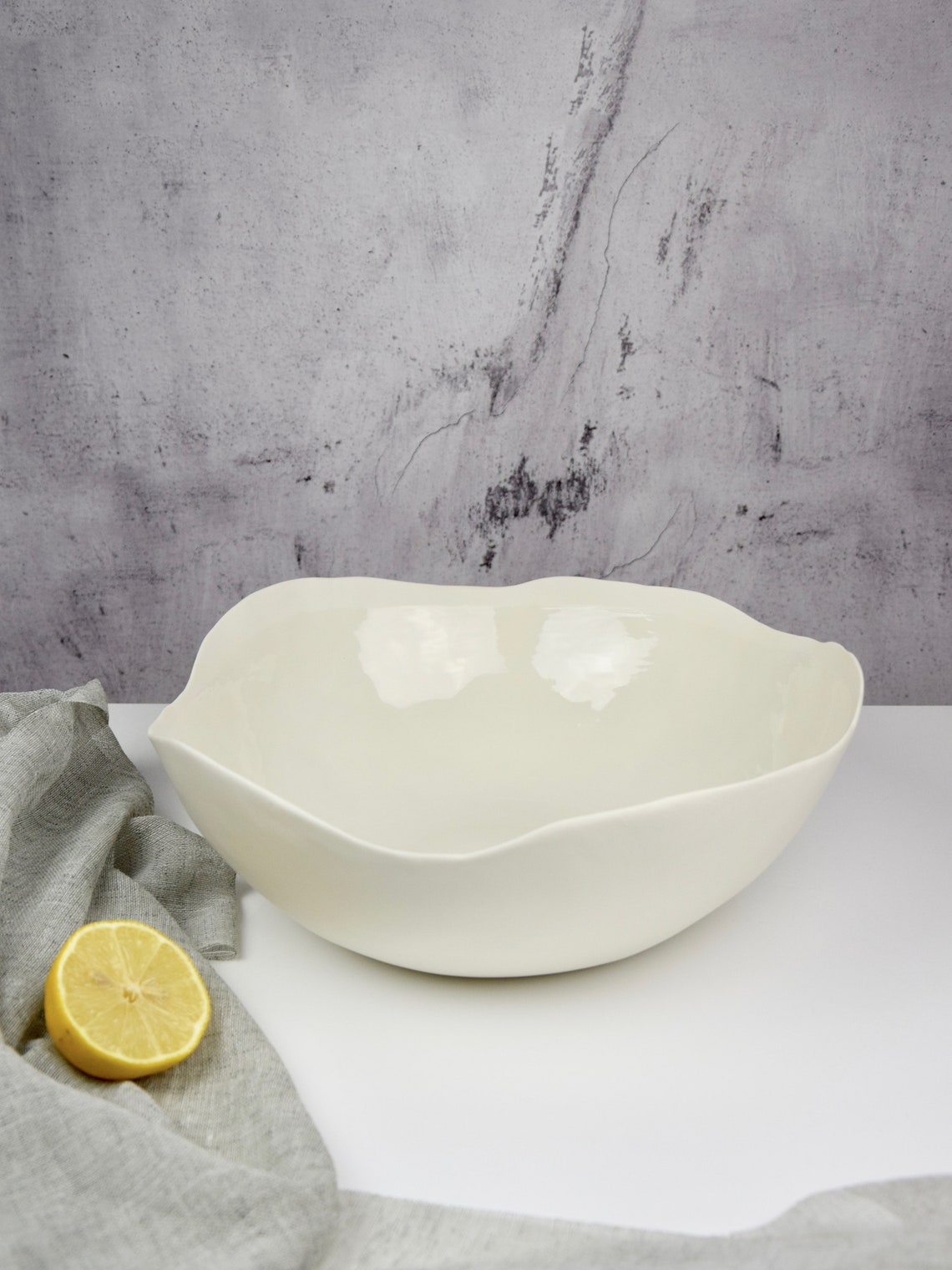 White Porcelain Maxi Serving Bowl Fruit Bowl Handmade in - Etsy