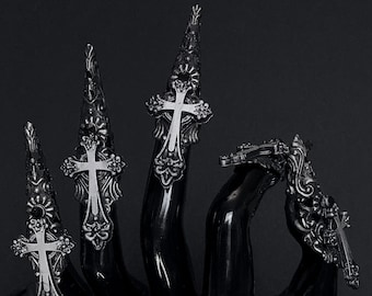 Antique Silver 'empress' Adjustable Full Finger Claws - Etsy