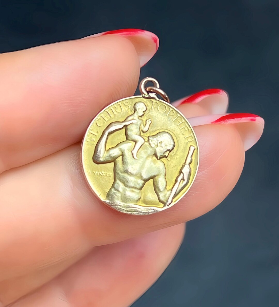 Vintage 1940's Original 9CT Gold P Vincze St Christopher Charm - Etsy