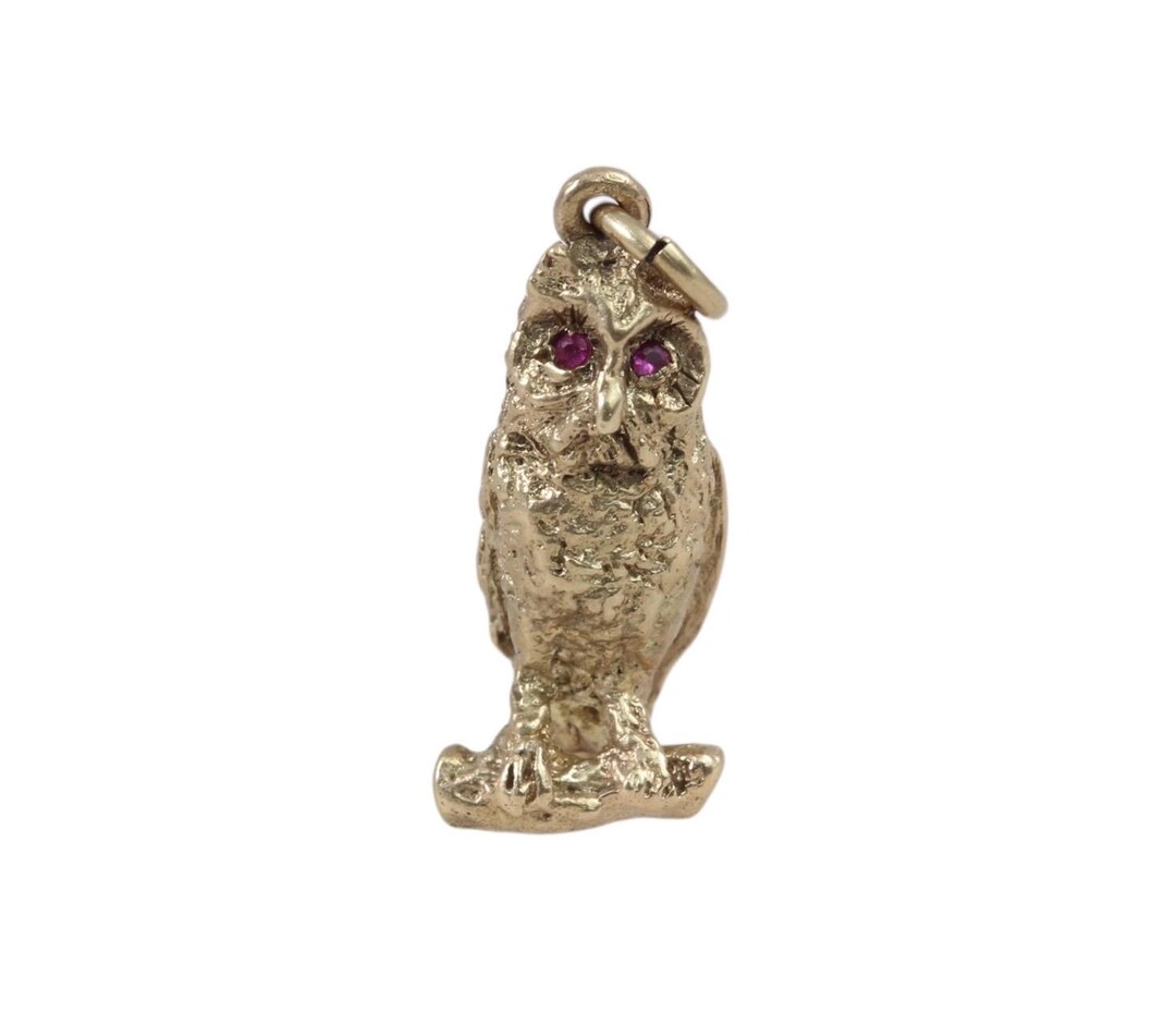 Vintage 1960's 9ct Gold Ruby Owl Charm Pendant - Etsy