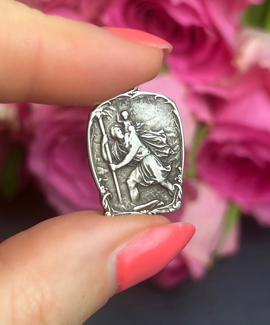 Antique Art Nouveau Silver St Christopher Steam Train Medal - Etsy