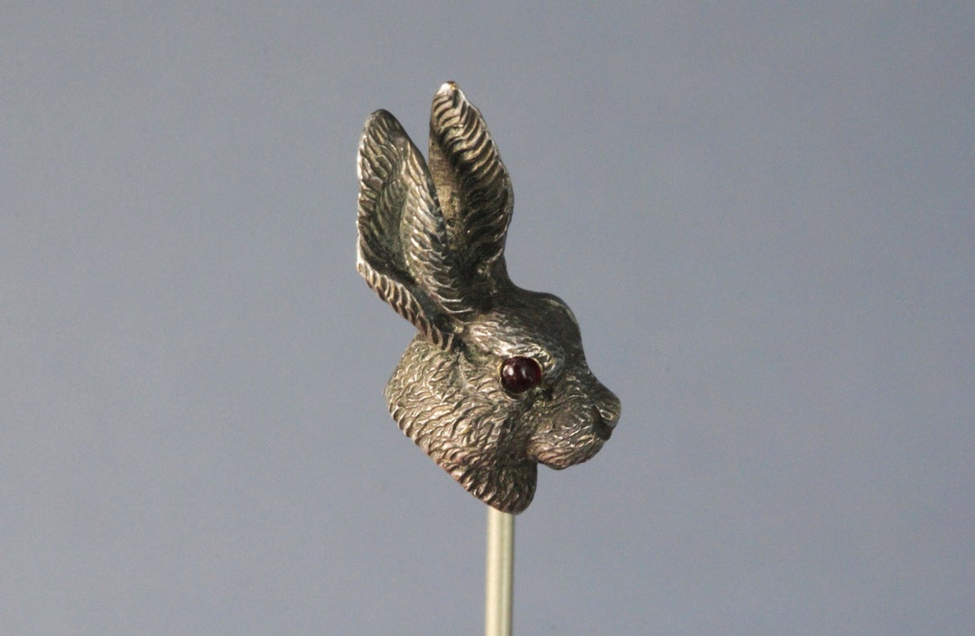 Antique Victorian Silver & Ruby Hare Stick Pin - Etsy