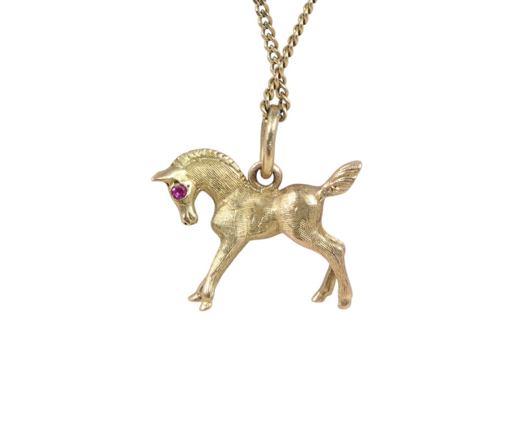 Vintage 1960s 9ct Gold Ruby Horse Pony Charm - Etsy Canada