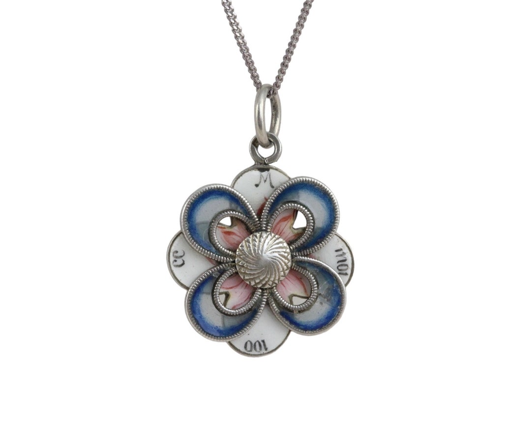 Antique French Silver Enamel Rebus Flower Charm - Etsy