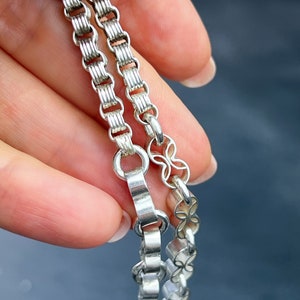 Antique Sterling Silver Fancy Link Chain With Dog Clip Charm Holder - Etsy