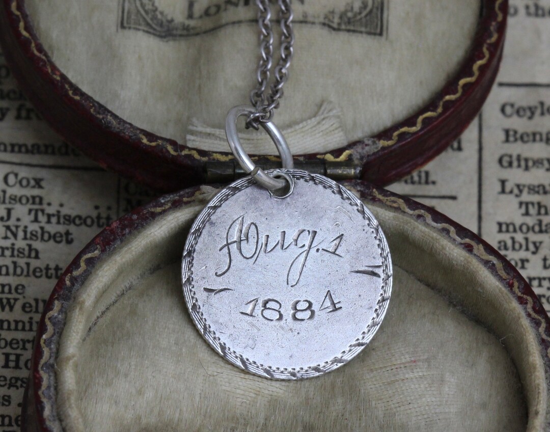 Antique Victorian Silver Engraved 'aug 1 1894' Coin - Etsy