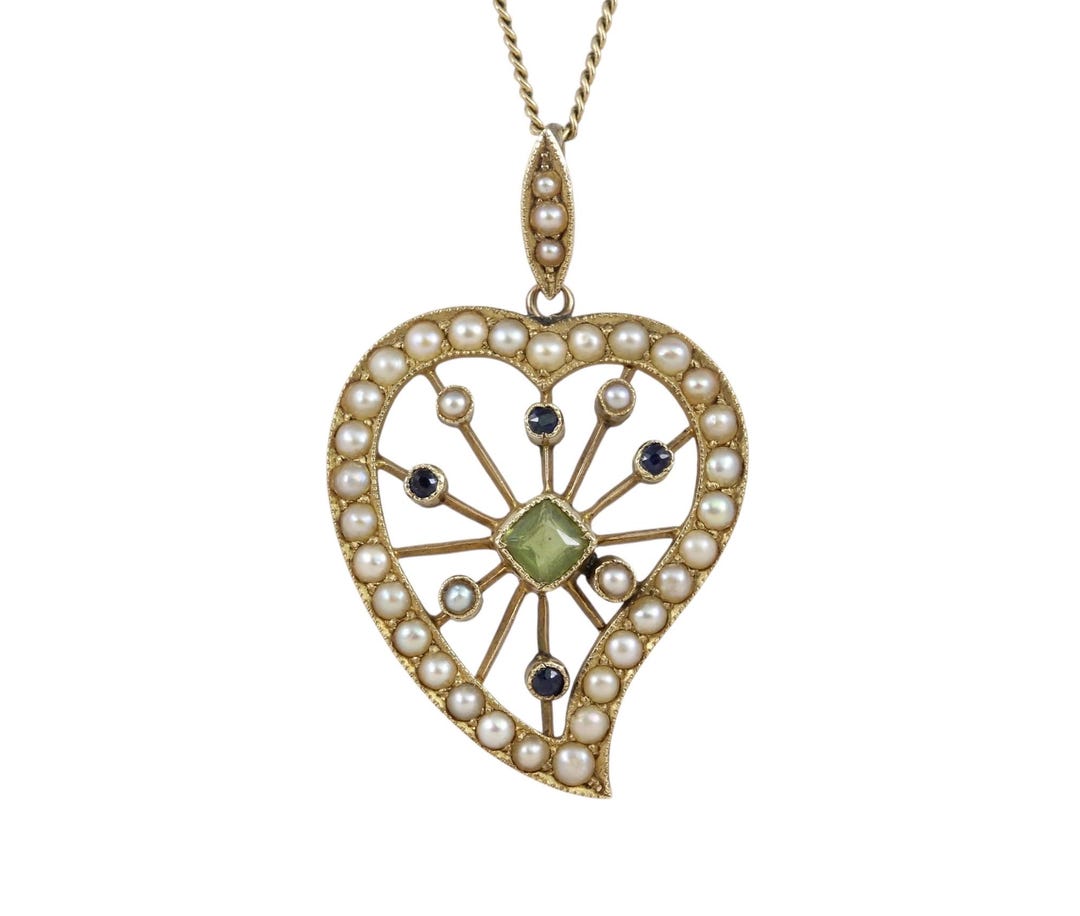 Antique Late Victorian 15ct Gold Witches Heart Gem Set Pendant - Etsy