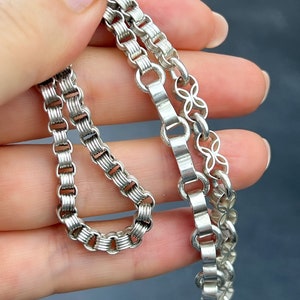 Antique Sterling Silver Fancy Link Chain With Dog Clip Charm Holder - Etsy