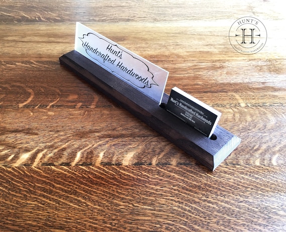 Personalized Desk Name Plate With Connected Business Card | Etsy