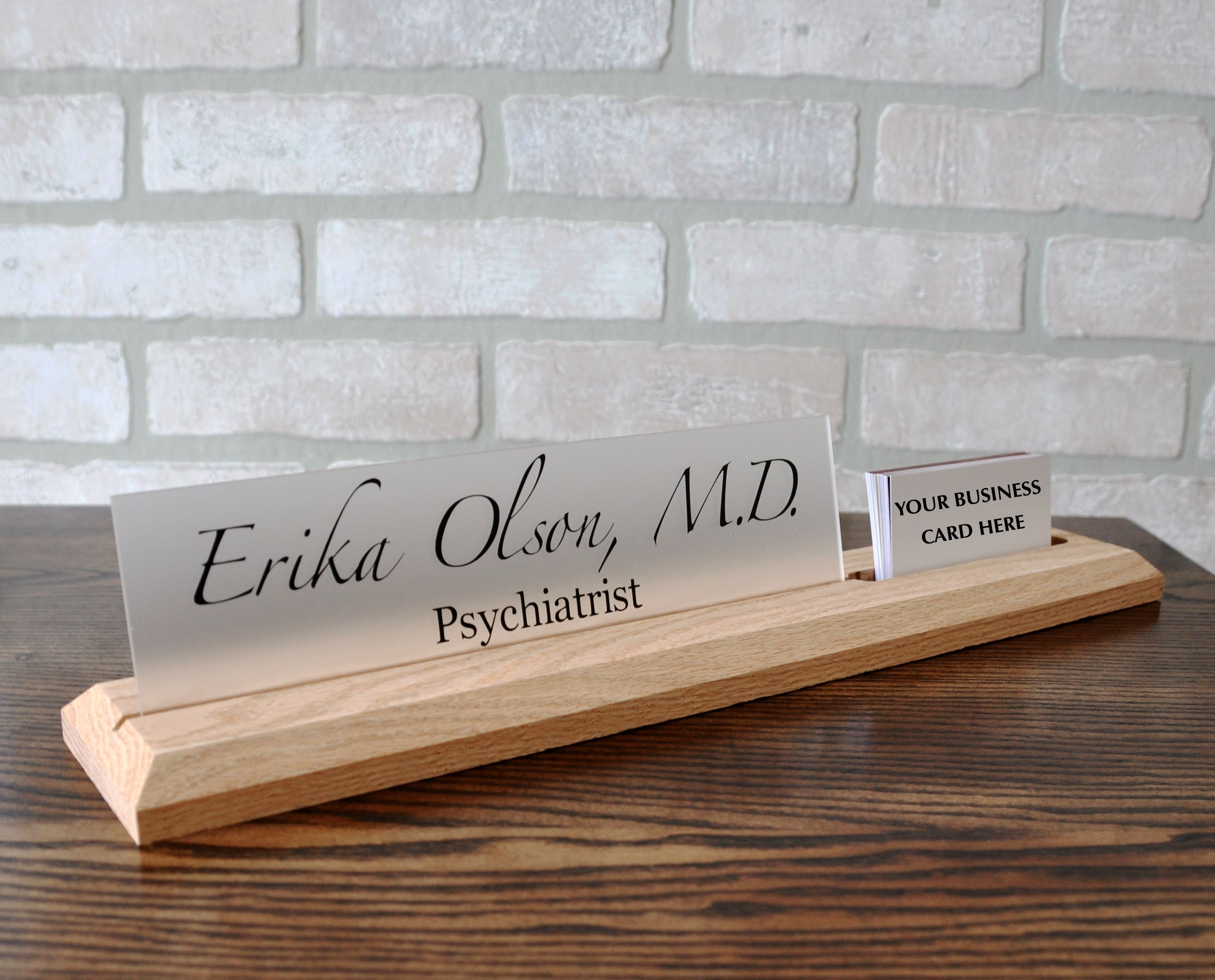 Personalized Desk Name Plate With Connected Business Card Holder for ...