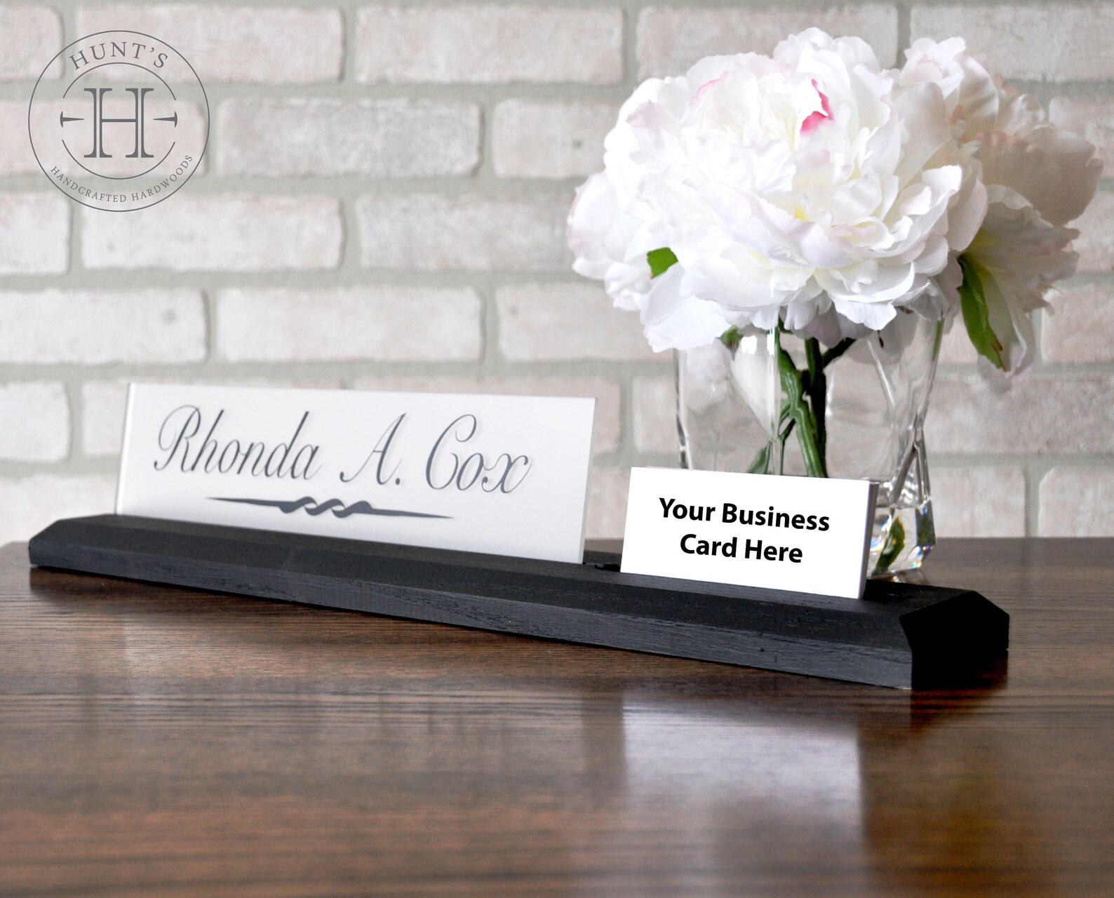 Personalized Desk Name Plate With Connected Business Card Holder for ...