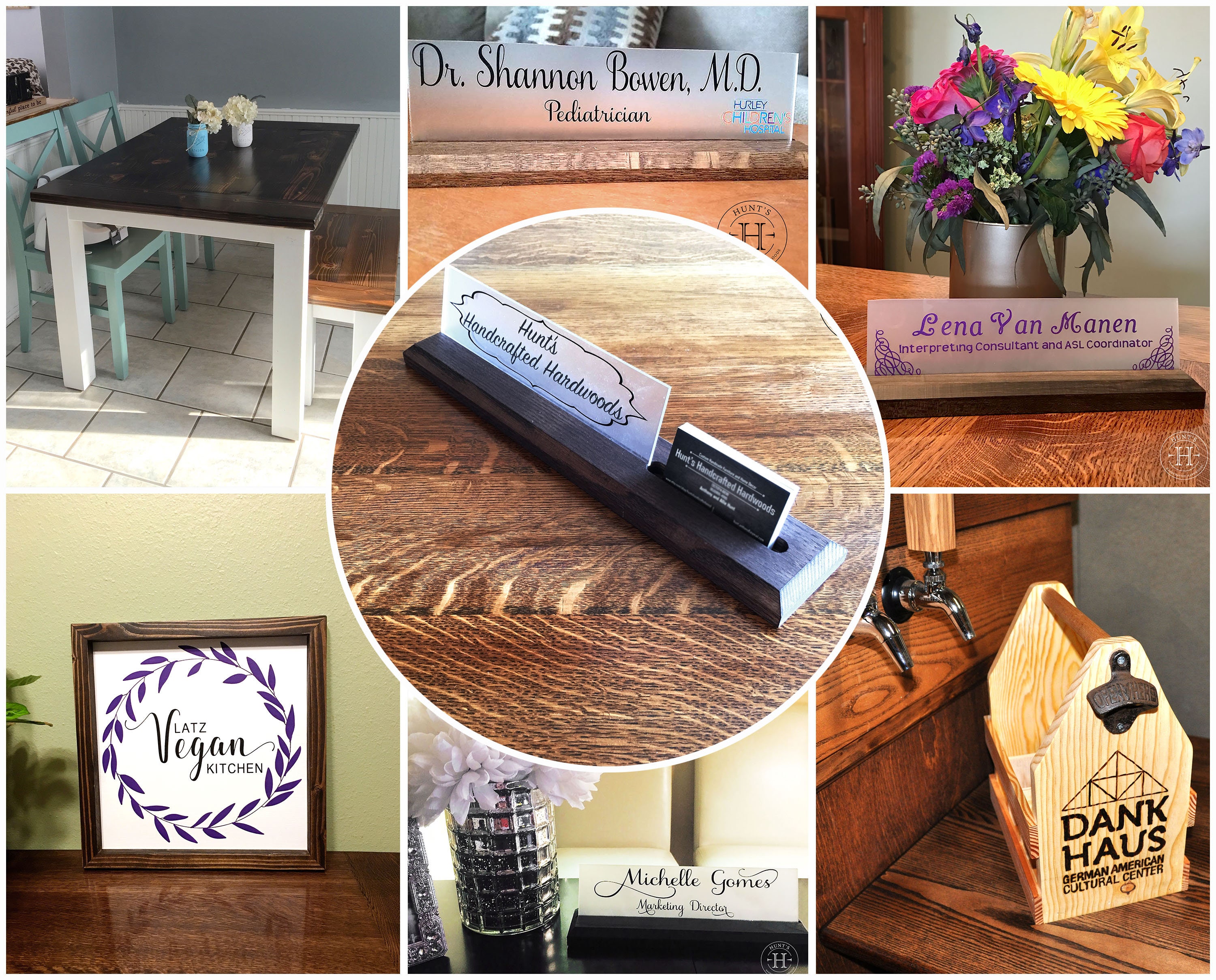 Distressed Personalized Desk Name Plate With Connected Business Card ...