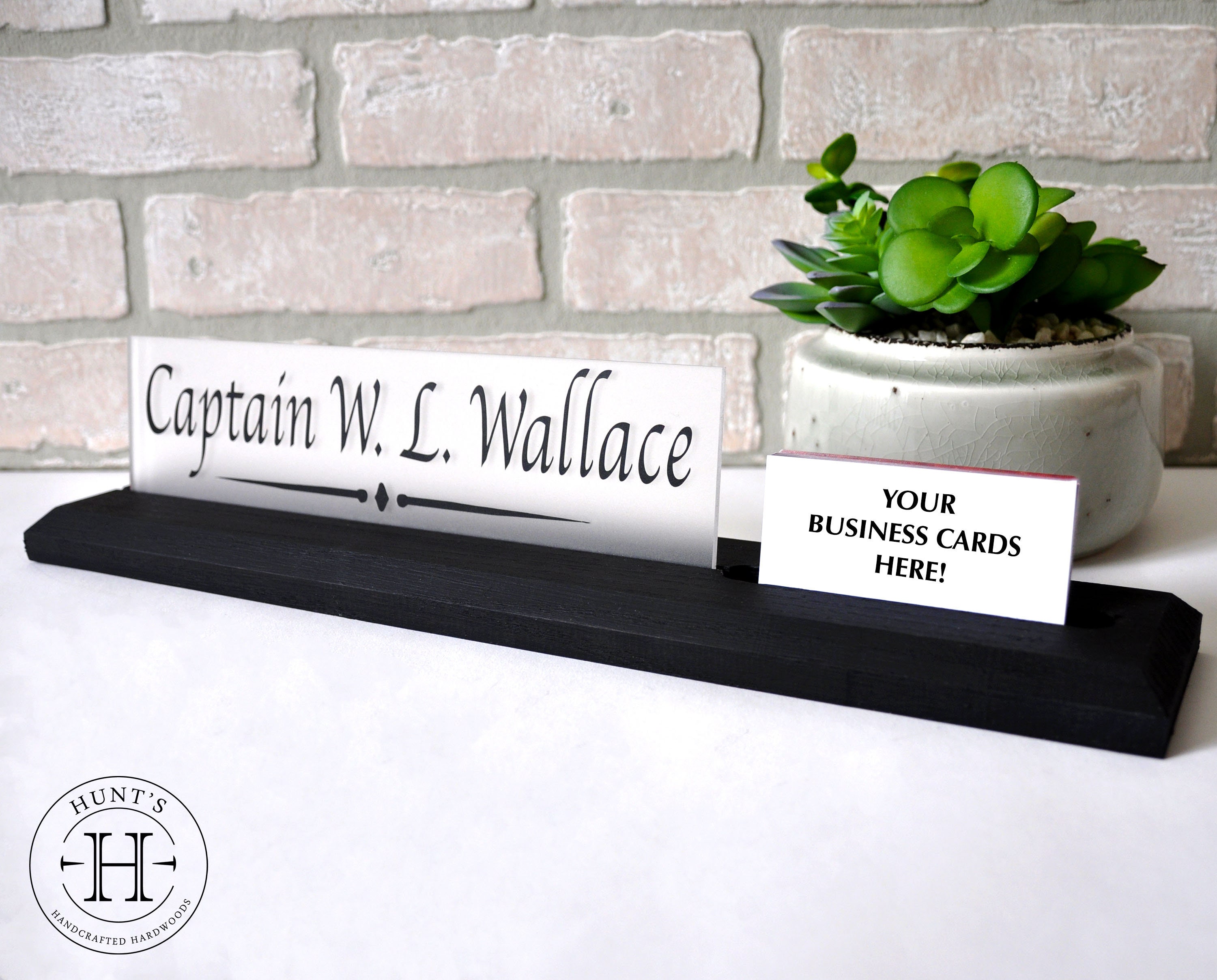 Personalized Desk Name Plate With Connected Business Card Holder for ...