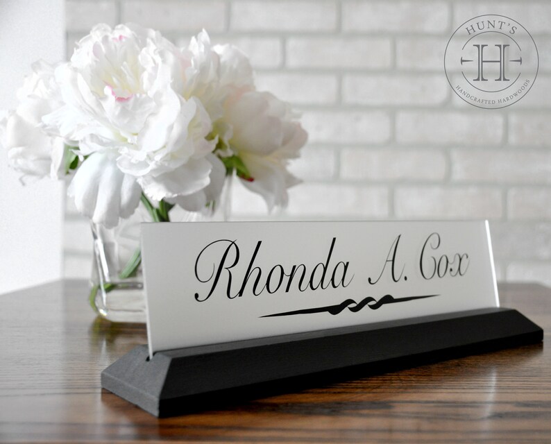 Solid Hardwood Office Plaque Office Desk Name Plate Job Title | Etsy