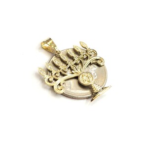 Real 14k Yellow Gold Menorah Star of David Jewish Israel Pendant ...
