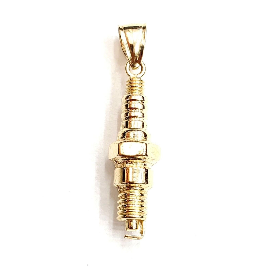 14k Yellow Gold 3D Spark Plug Pendant Charm Automobile Engine Fine ...