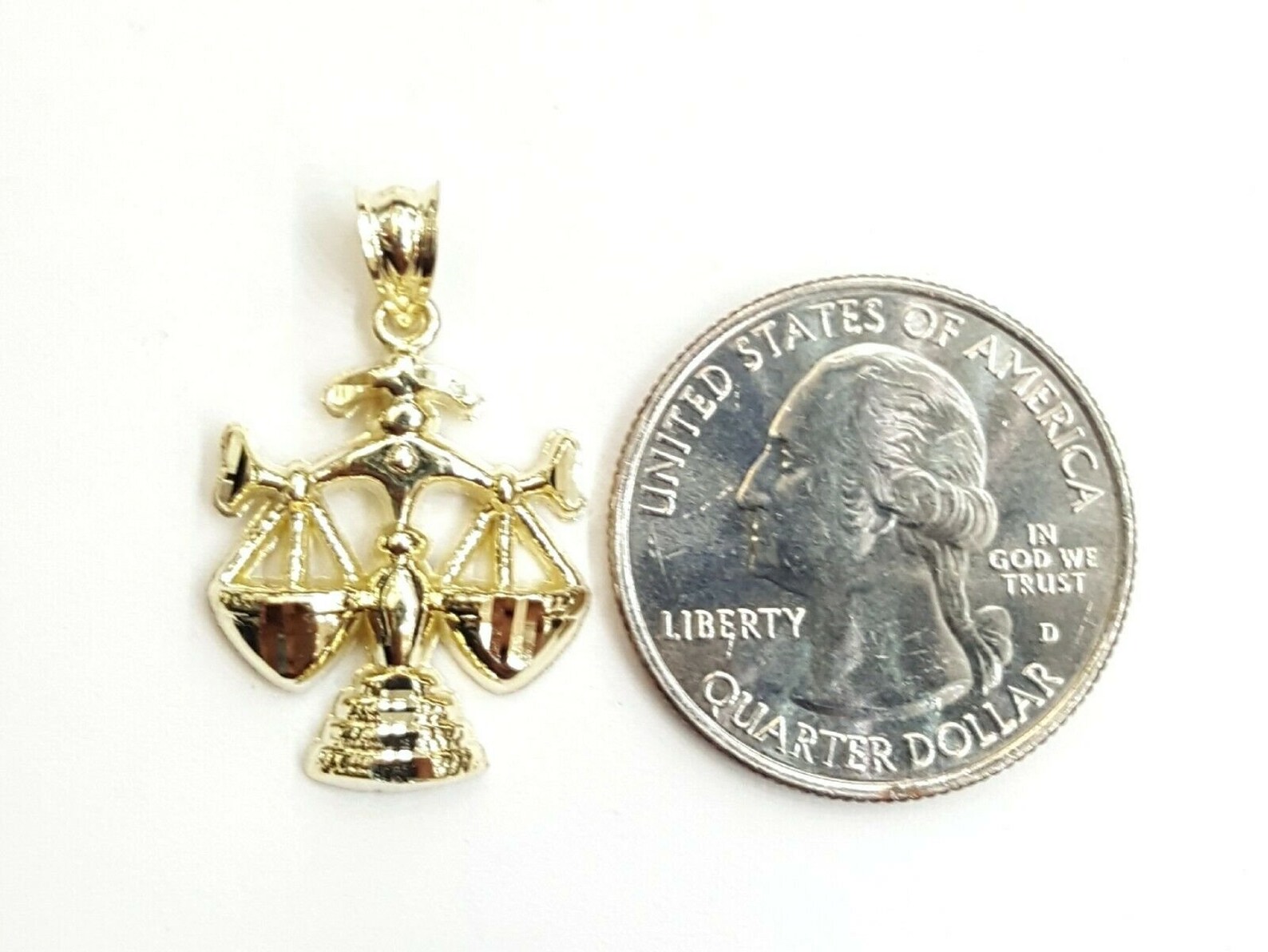 New 10k Yellow Solid Gold Libra Zodiac Astrology Pendant Charm | Etsy