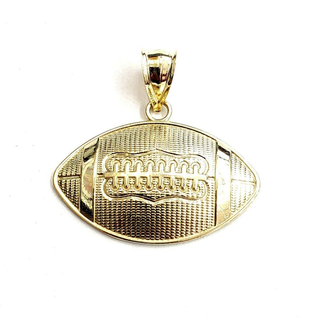 New 10k Yellow Gold Football Pendant Charm Sport Fine Jewelry Gift ...