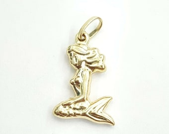 14k Solid Yellow Gold Mermaid Nautical Charm Fish Pendant - Etsy