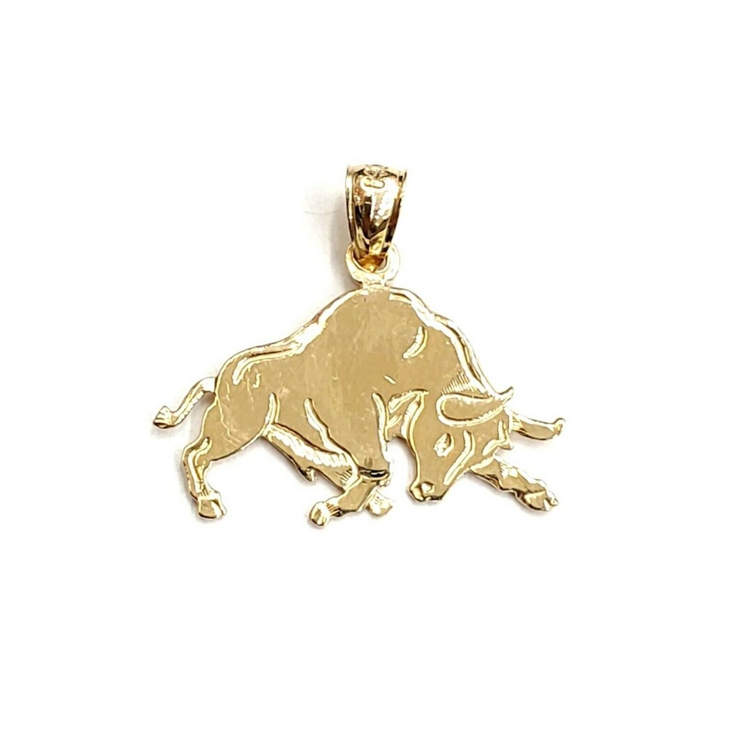 14k Yellow Solid Gold Taurus Bull Zodiac Pendant Charm Fine Gift ...