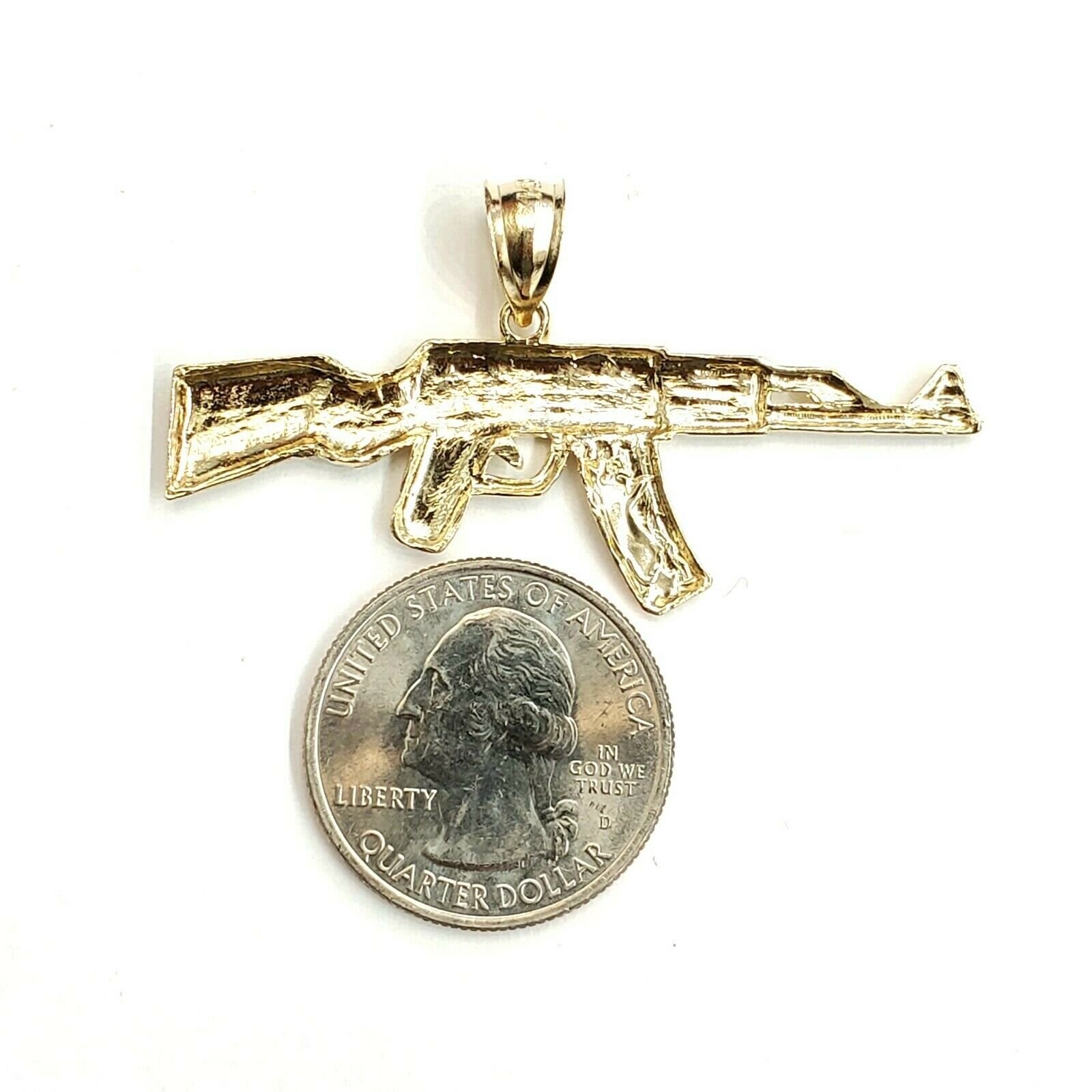 14k yellow Gold AK-47 machine gun military rifle Pendant charm | Etsy