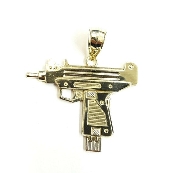 New 10k Yellow Gold Solid Uzi Machine Gun Pendant Charm Fine - Etsy UK