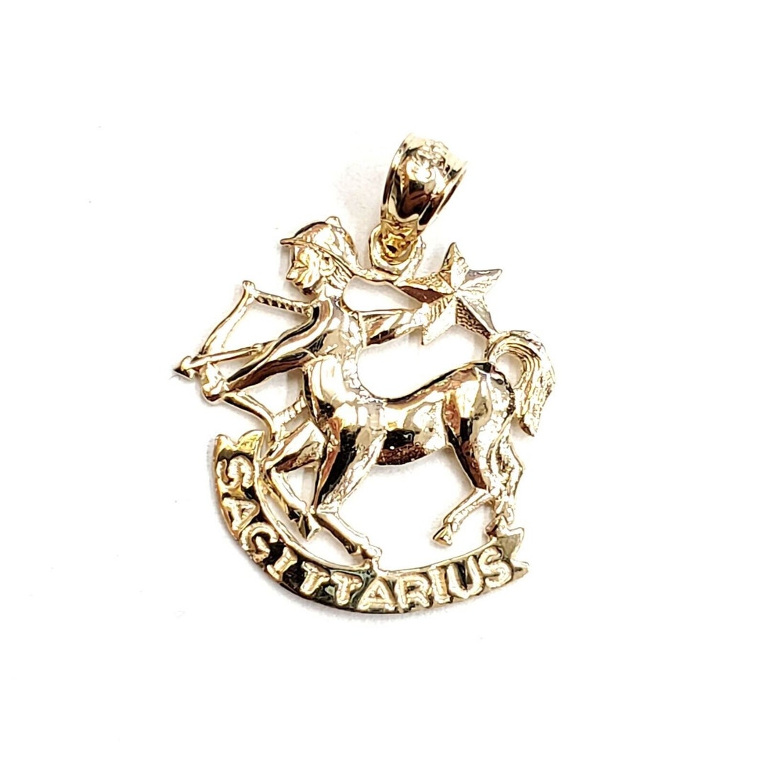 14k Yellow Gold Sagittarius Archer Astrology Zodiac Sign Pendant ...
