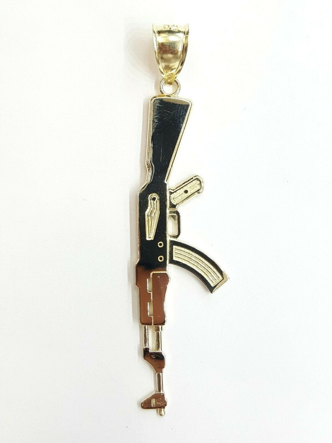 New 10k Yellow Gold AK-47 Machine Gun Rifle Army Pendant Charm Fine ...