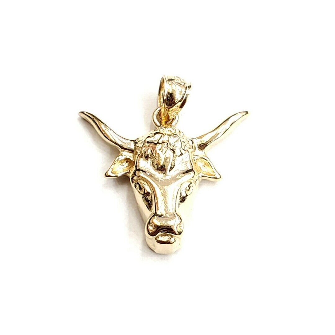 New 14k Yellow Gold Taurus Bull Head Zodiac Pendant Charm Fine - Etsy