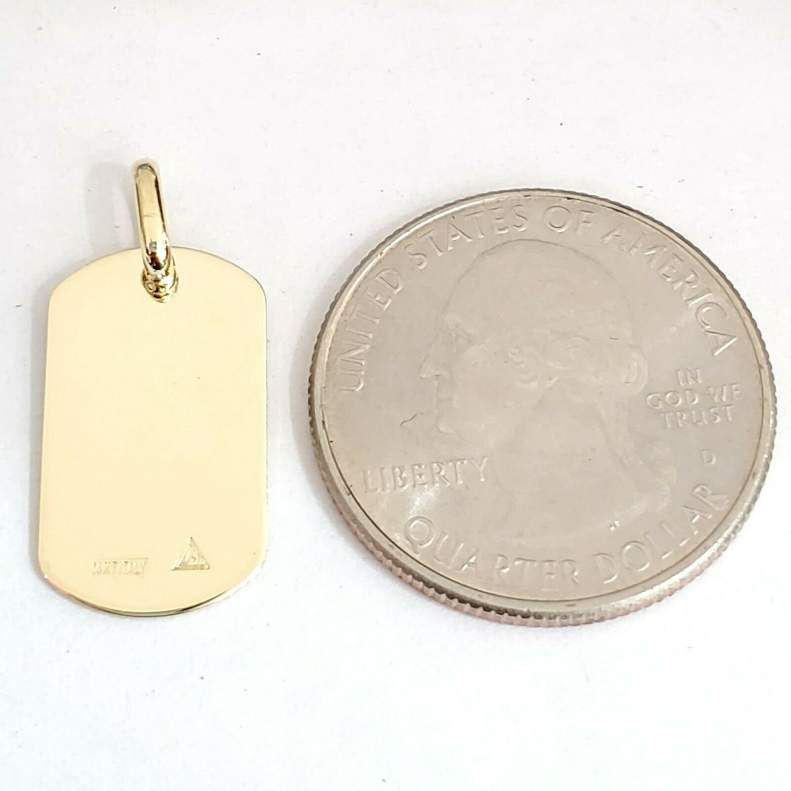 New 14k yellow Gold solid tiny dog tag name tag Pendant charm | Etsy
