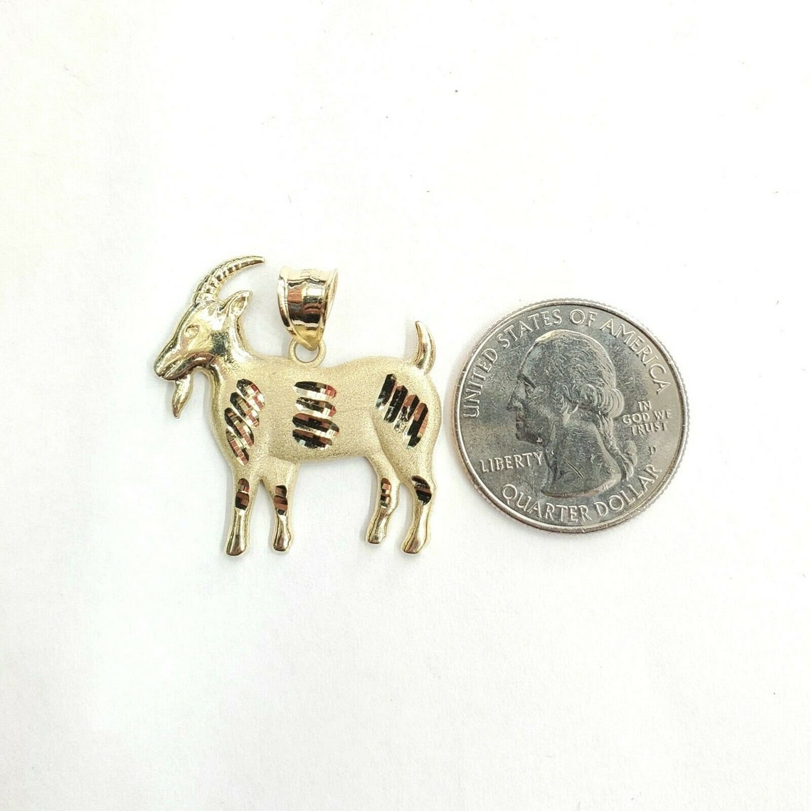 New 10k yellow Gold Goat Pendant charm diamond cut animal fine | Etsy