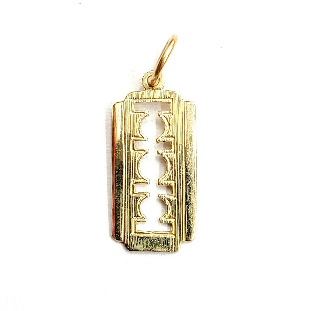 14k Yellow Gold Tiny Razor Blade Pendant Charm Fine Jewelry Gifts ...