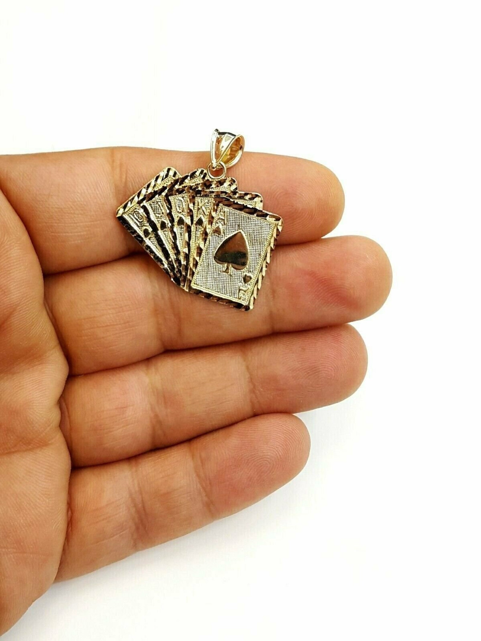 10k Yellow Solid Gold Playing Card Pendant Charm Casino Fine Jewelry ...