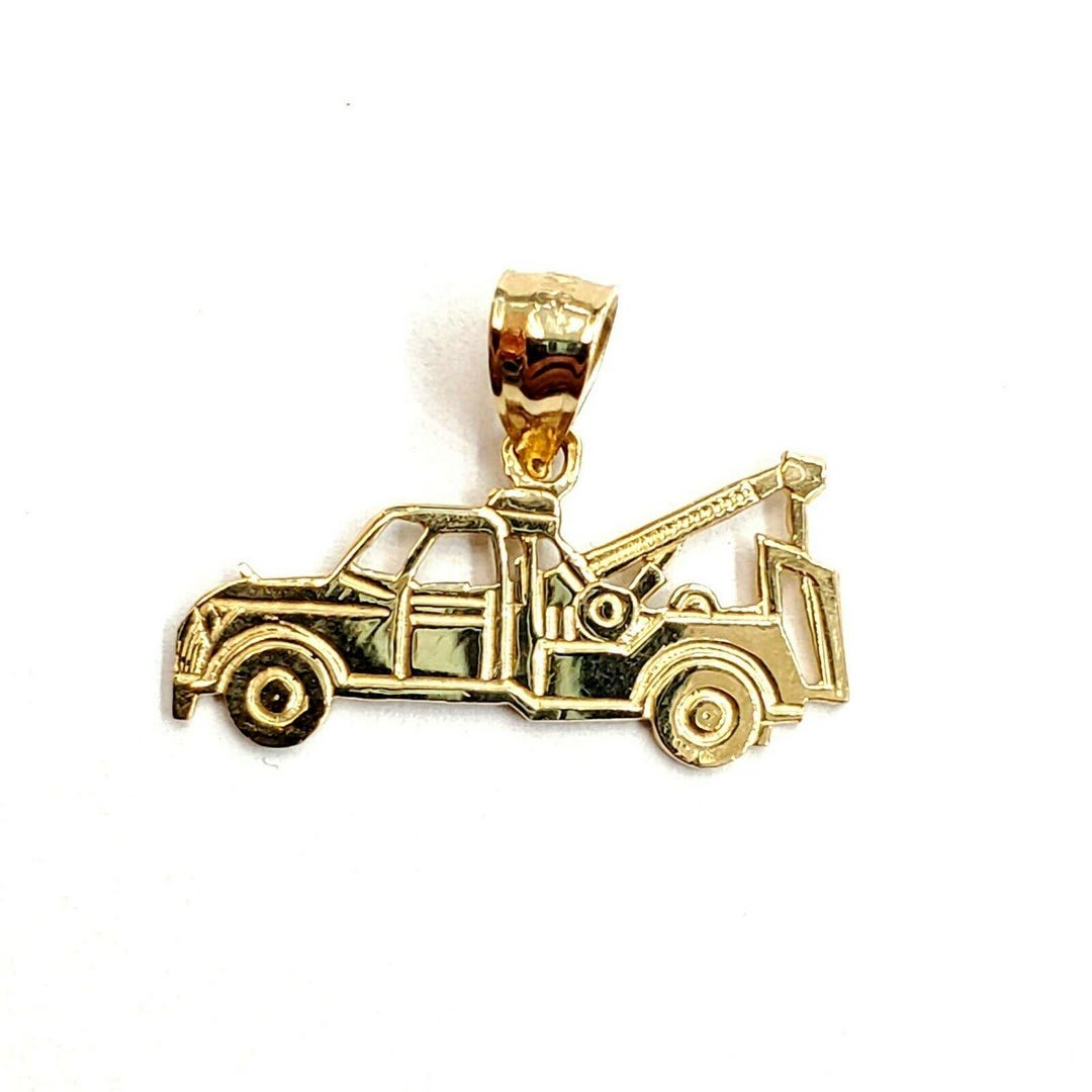 New 14k Yellow Gold Tow Truck Car Pendant Charm Gift Fine Jewelry 1.1g ...