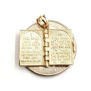 14k Yellow Gold Ten Commandments Book Star of David Chay Jewish Pendant ...