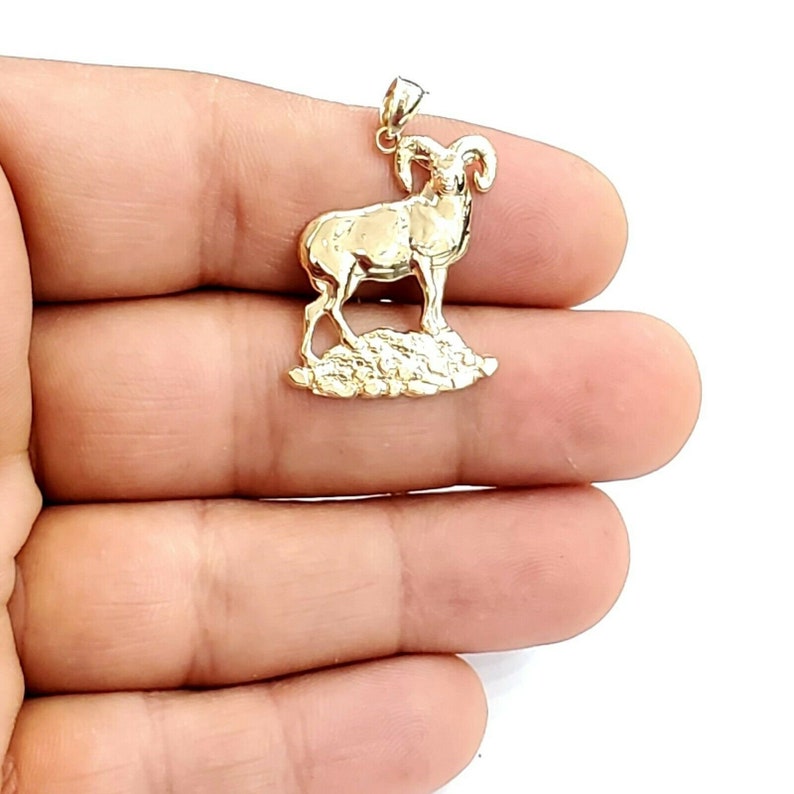 14k Yellow Solid Gold Ram Aries Zodiac Sign Charm Pendant Fine - Etsy