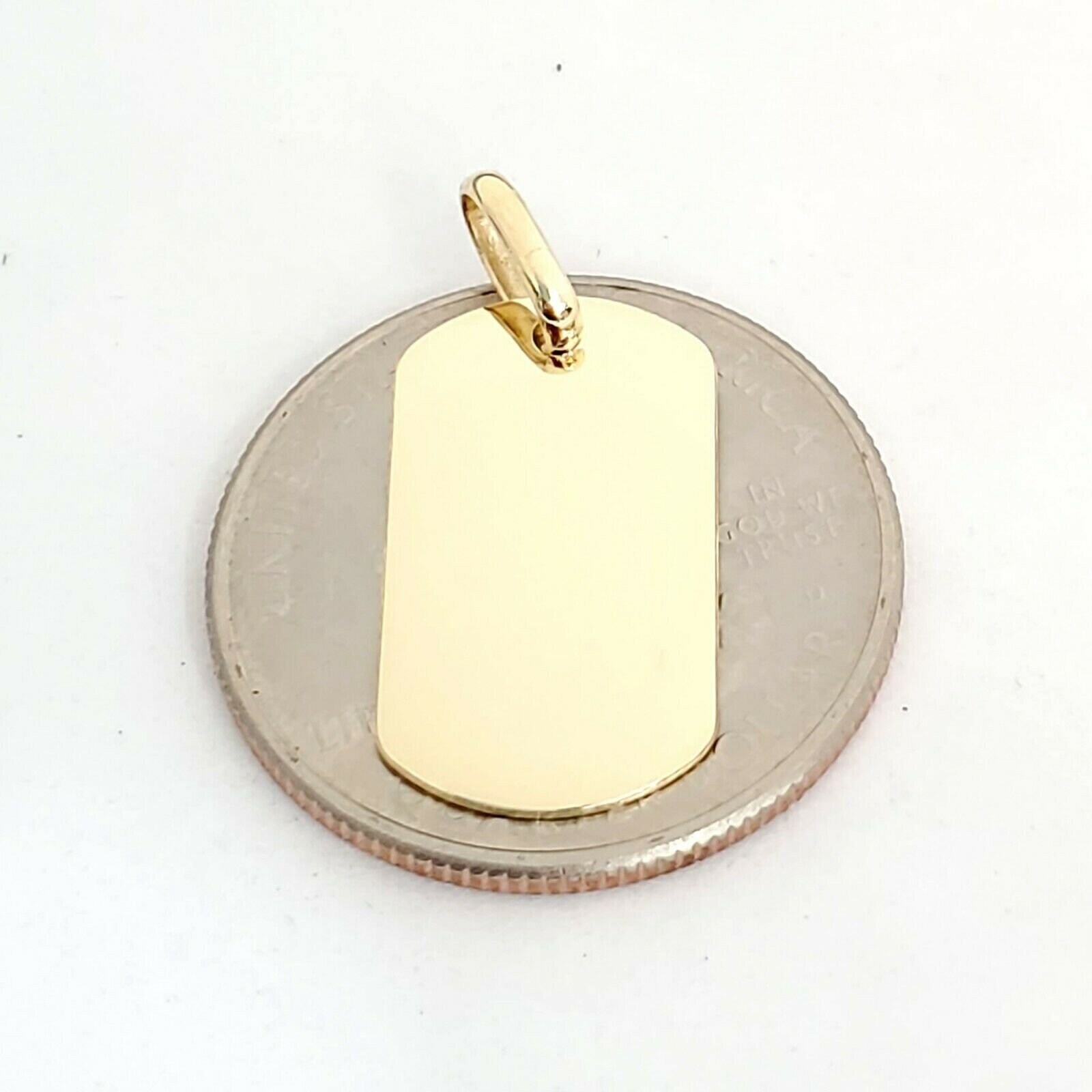 New 14k yellow Gold solid tiny dog tag name tag Pendant charm | Etsy