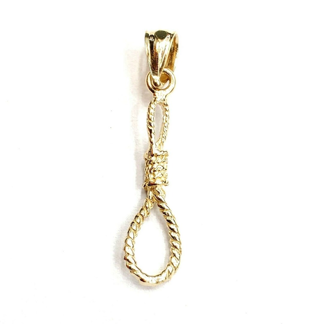 New 14k Yellow Gold Noose Rope 3D Pendant Charm Fine Jewelry Gift ...