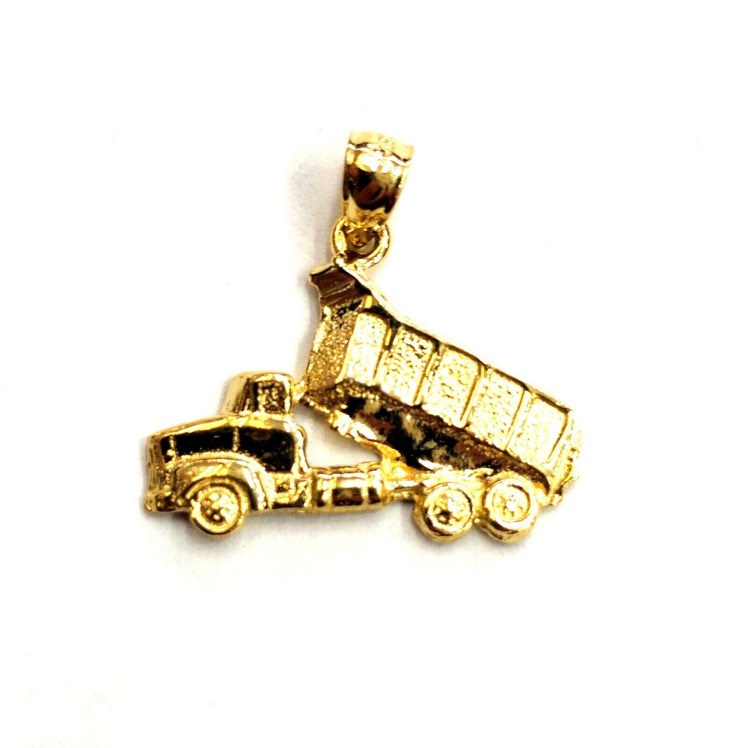 14k Yellow Gold Dump Truck Car Trucking Pendant Charm Gift Fine Jewelry ...