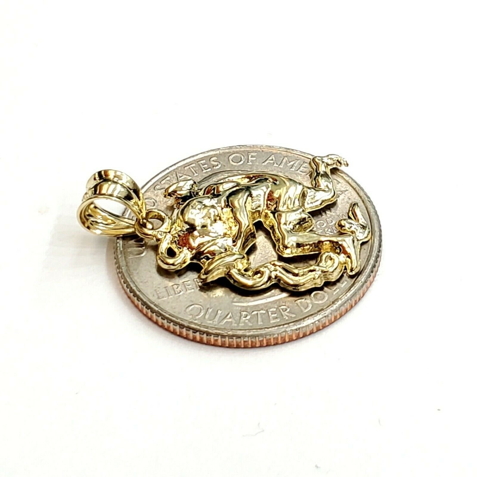 10k Yellow Solid Gold Aquarius Zodiac Astrology Pendant Charm | Etsy