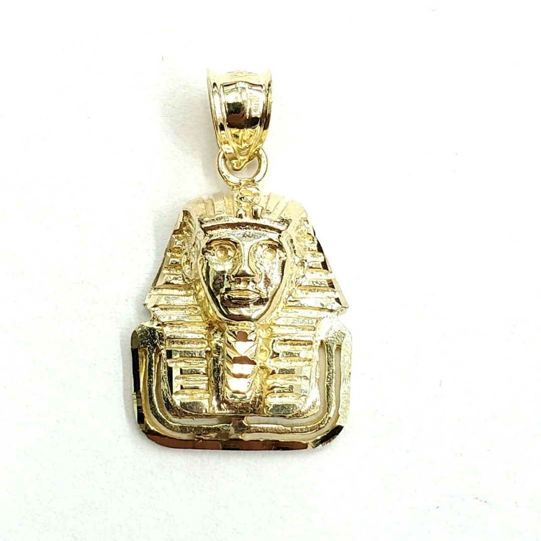 10k Yellow Solid Gold Egyptian Pharaoh King Head Pendant Fine Gift ...