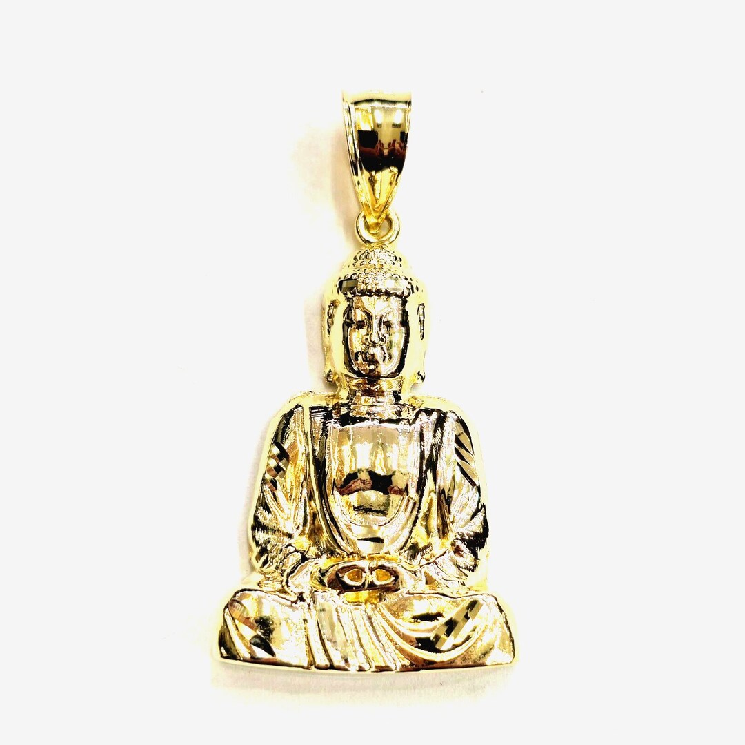 New 10k Yellow Gold Buddha Buda Buddah Pendant Charm Fine Religious ...
