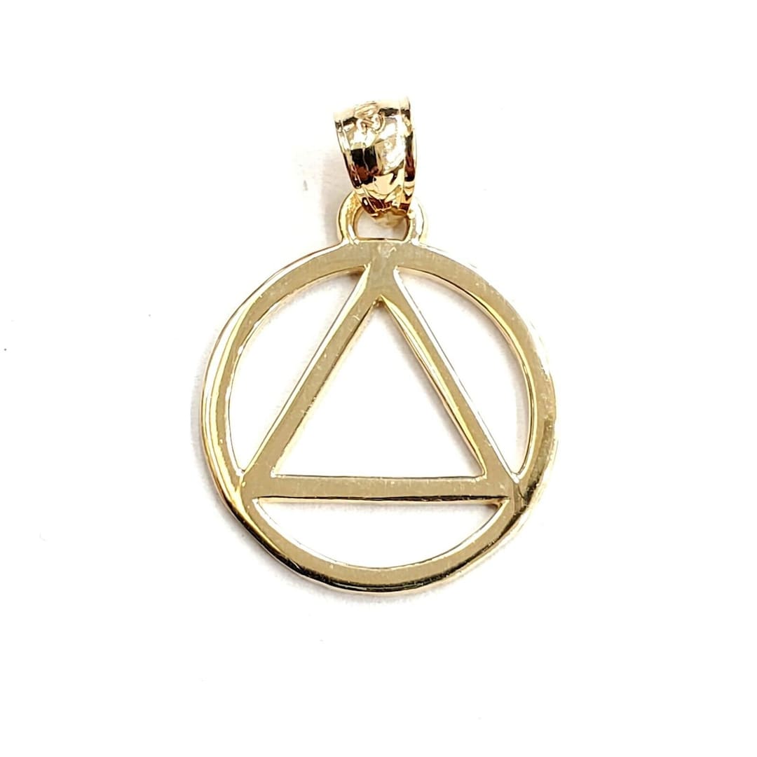 New 14k Yellow Gold Alcoholics Anonymous Circle Triangle AA - Etsy
